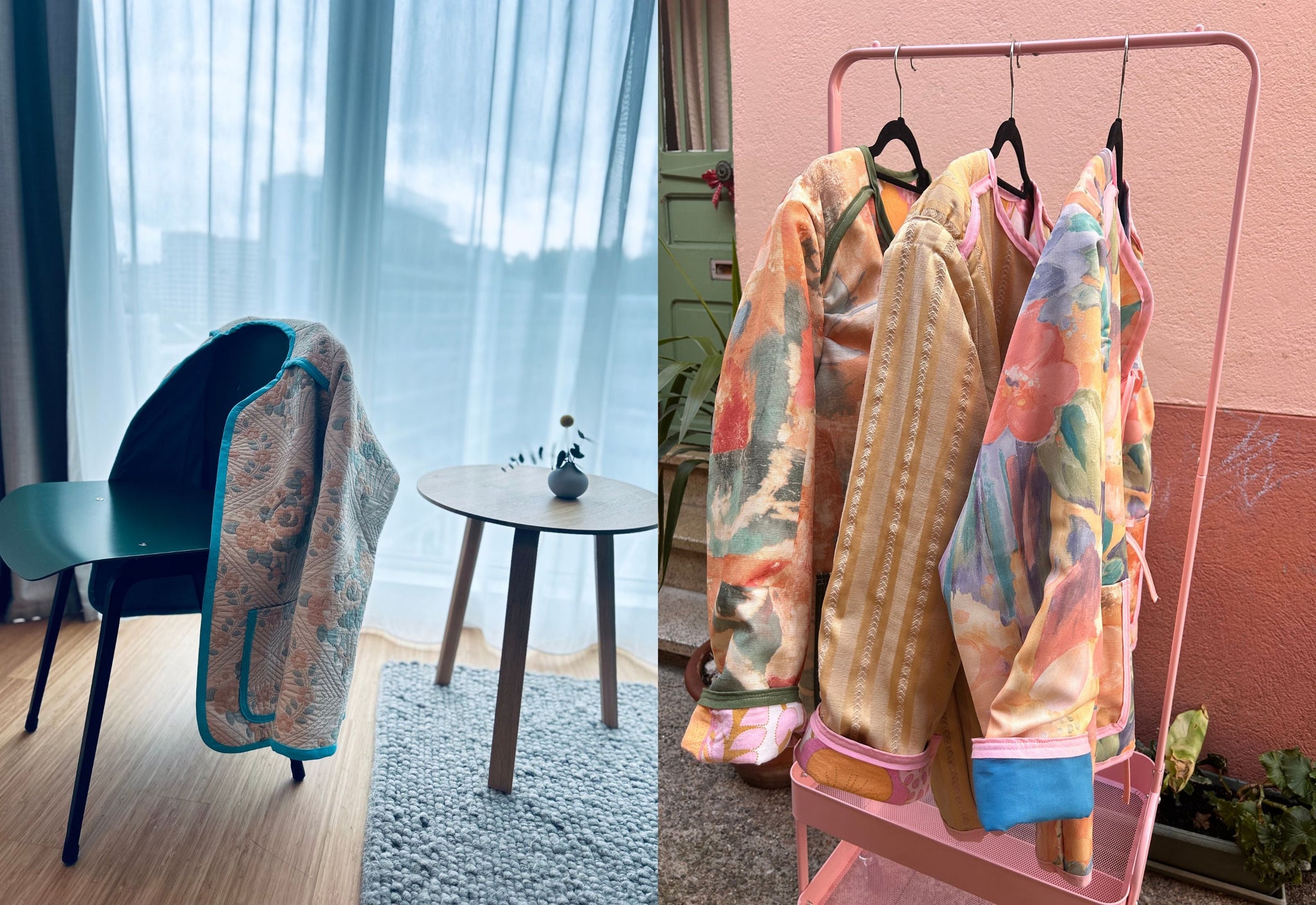 Veste en Tissu Upcyclé, Matelassée et Pièces Uniques Maison Leeha